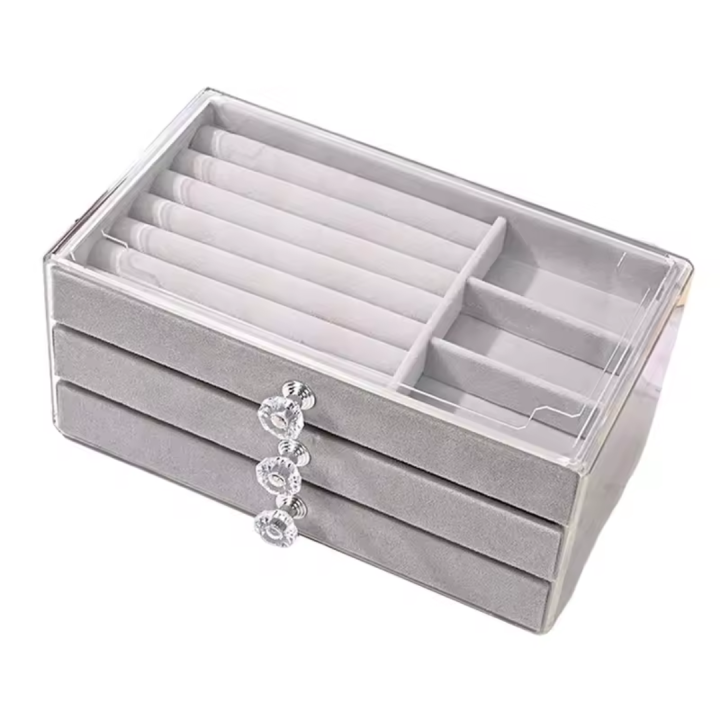 High-capacity Velvet Stackable Hard Tray Case Jewelry Packaging Display ...