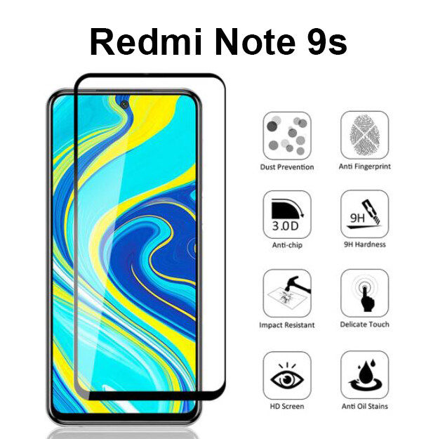 Shopkaki Xiaomi Redmi Note 9s Tempered Glass Full Glass Screen ...