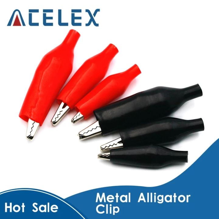 1Pair Insulation Boot Metal Alligator Clip Electric Test Different Lead ...