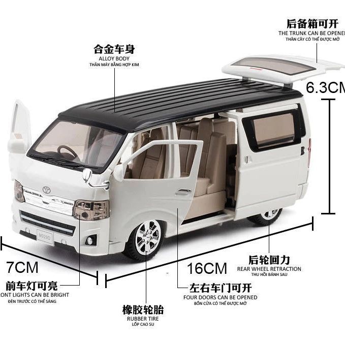 1:32 Toyota Hiace KDH MPV Alloy Car Model Diecasts & Toy Vehicles Metal Toy Car Model Simulation ...
