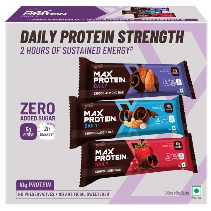 RiteBite Max Protein Daily Assorted 10g Protein Bars (Pack of 6) (FROM INDIA) SAB | Daraz.lk