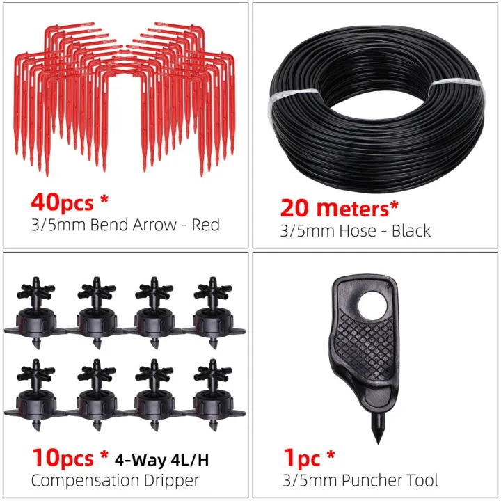 Greenhouse irrigation 4-way drip irrigation system Potted with ...