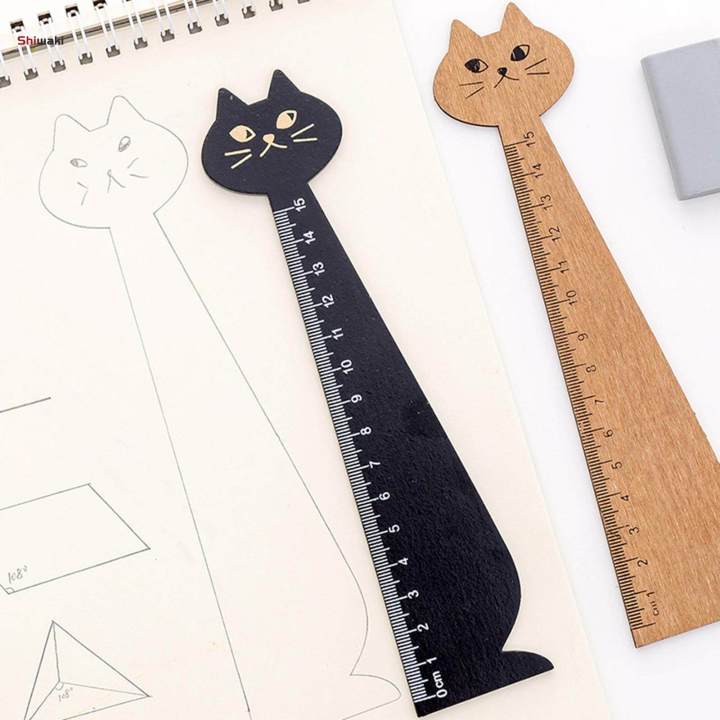 Wooden Straight Ruler Animal Ruler Lovely Cat Shape Ruler Stationery ...