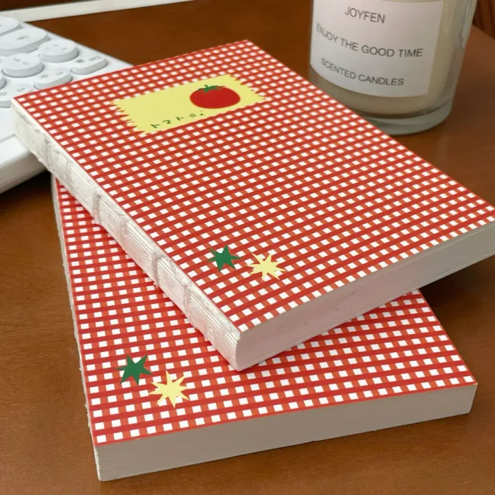 High Appearance Tomato Grid Notebook Minimalist Design Korean Style ...
