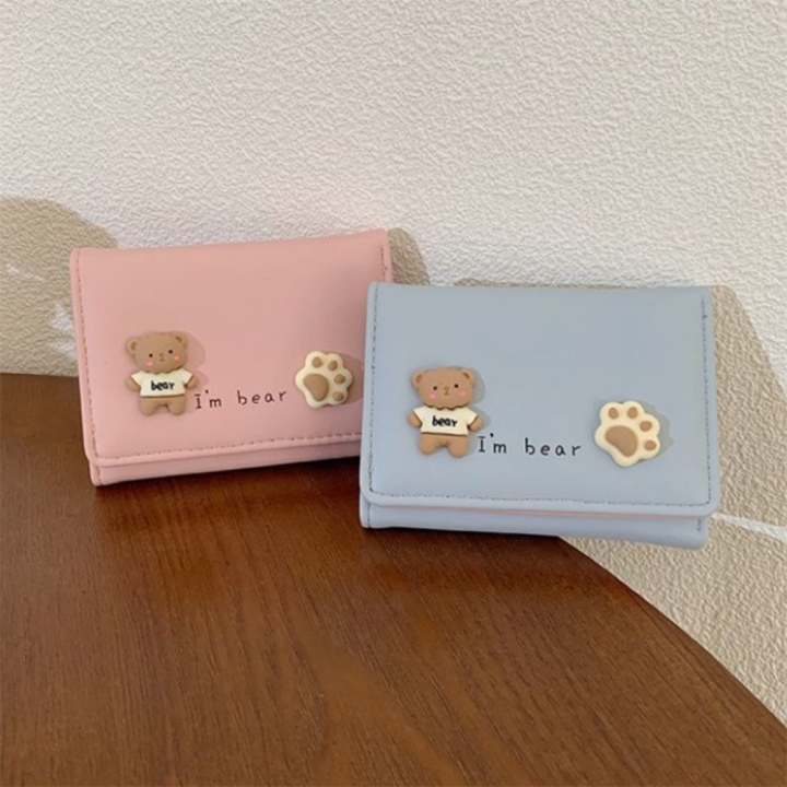 Decorative Mini Wallet Three Fold Bear Wallet Short Cartoon for Gift ...