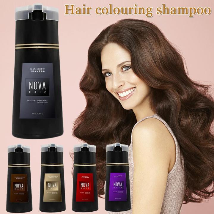 Nova Hair Dyeing Hair Care Shampoo 3-in-1 Natural Fast White Hair Dyed ...