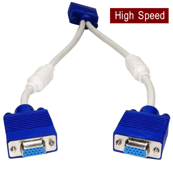 VGA Y Splitter Cable (2 Way) 1 Male to 2 Female Adapter Converter for ...