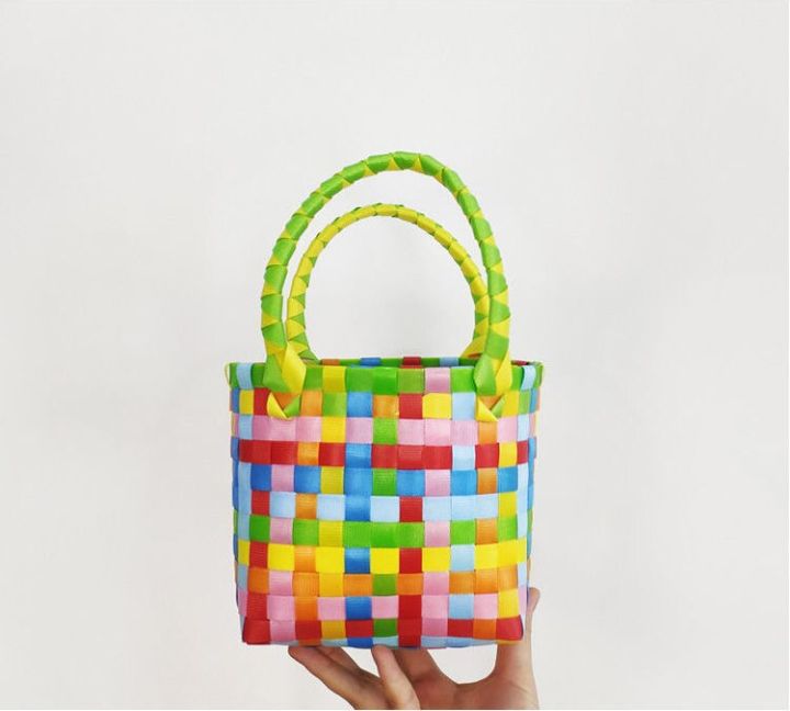 Plastic Woven Bag 2022 Summer ABS Casual Solid HARD Open Purses and ...