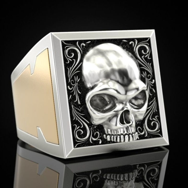 Vintage Skull Ring Secret Compartment Memorial Souvenir Cinerary Casket ...