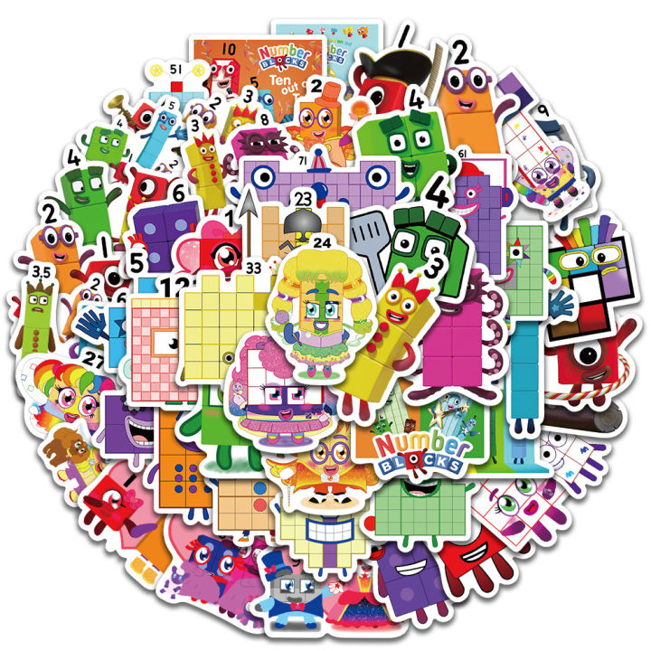 52pcs Cute Funny Cartoon Anime Numberblocks Kids Stickers For Laptop ...