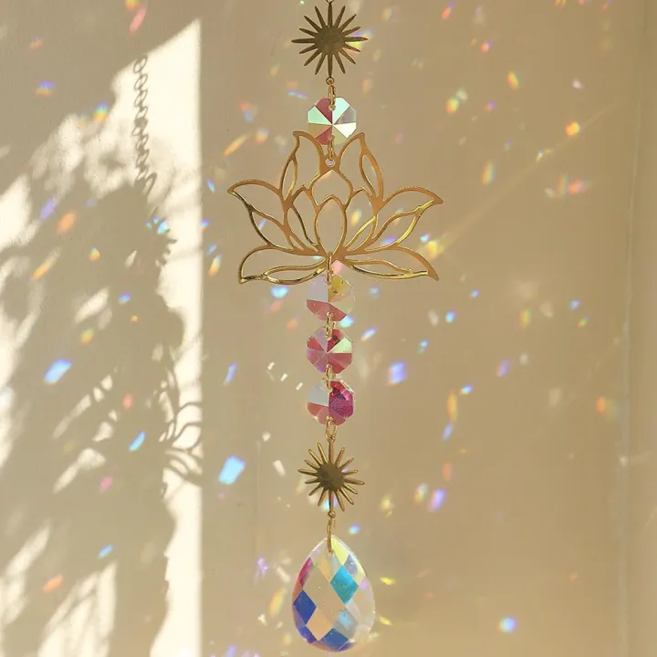 Multi-Color Sun Catcher Unique Handmade Faceted Lotus Suncatcher ...