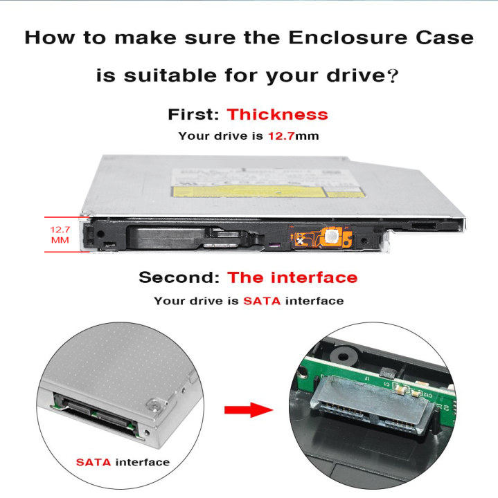 12.7mm USB 3.0 DVD Drive External Optical Drives Enclosure SATA to USB ...