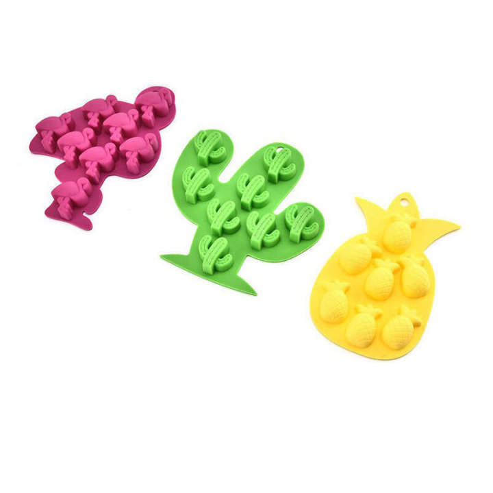 New Fruit Tray Creative Silicone Cactus Flamingo Pineapple Ice Mold ...