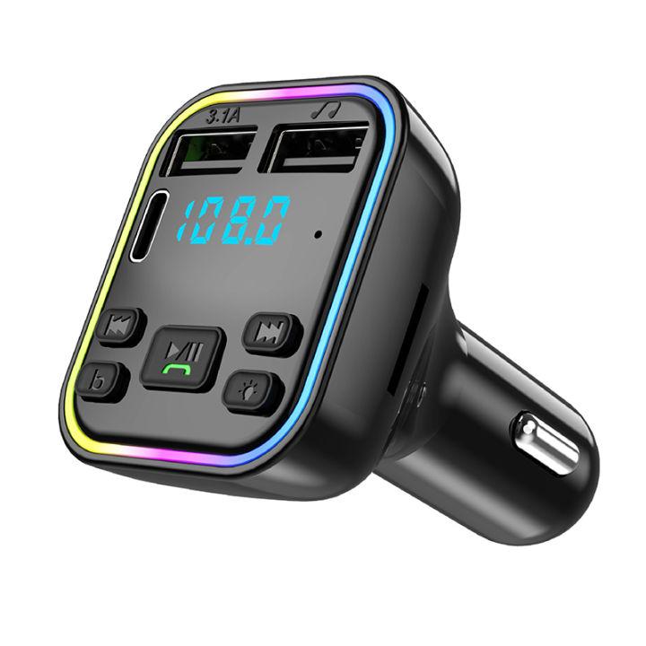 NEW RGB Bluetooth 5.3 FM Transmitter for Car MP3 Player Handfree PD+QC3 ...