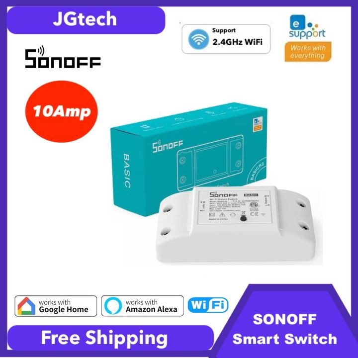 Sonoff BASICR2 Wifi Smart Switch, Smart Home eWeLink APP Control Work with Alexa Google Home ...