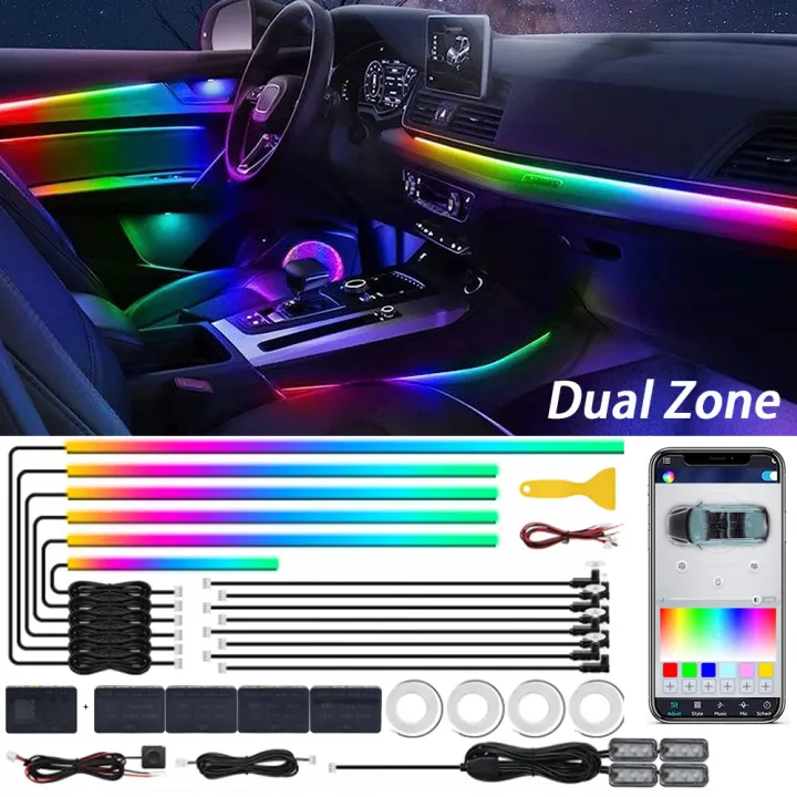 18 In 1 Dual Zone Led Car Ambient Rbg 64 Color Interior Strip Backlight ...