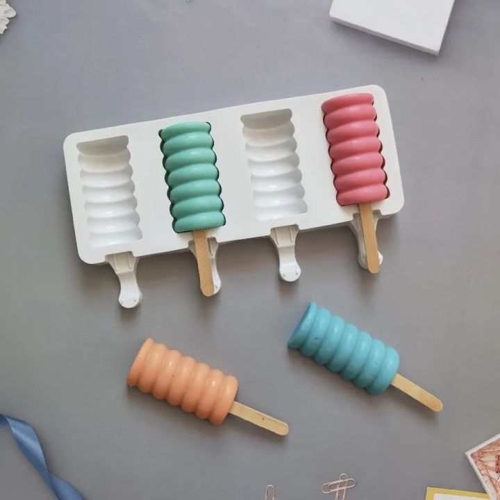 Ice cream silicone mold DIY Homemade Popsicle Molds Freezer Juice 4 ...