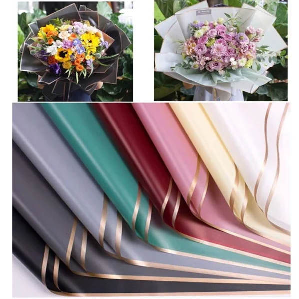 Golden Border Floral Wrapping Paper Flower Bouquet Wrapping Paper ...