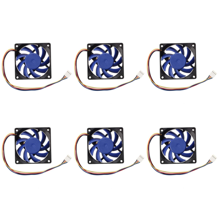 6X 12V DC 32 70mm 4-Pin Computer Case CFM PWM CPU PC Fan Blue & Black ...
