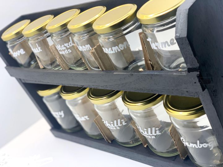 Hand Craft Wooden Spice Bottels Rack | Daraz.lk