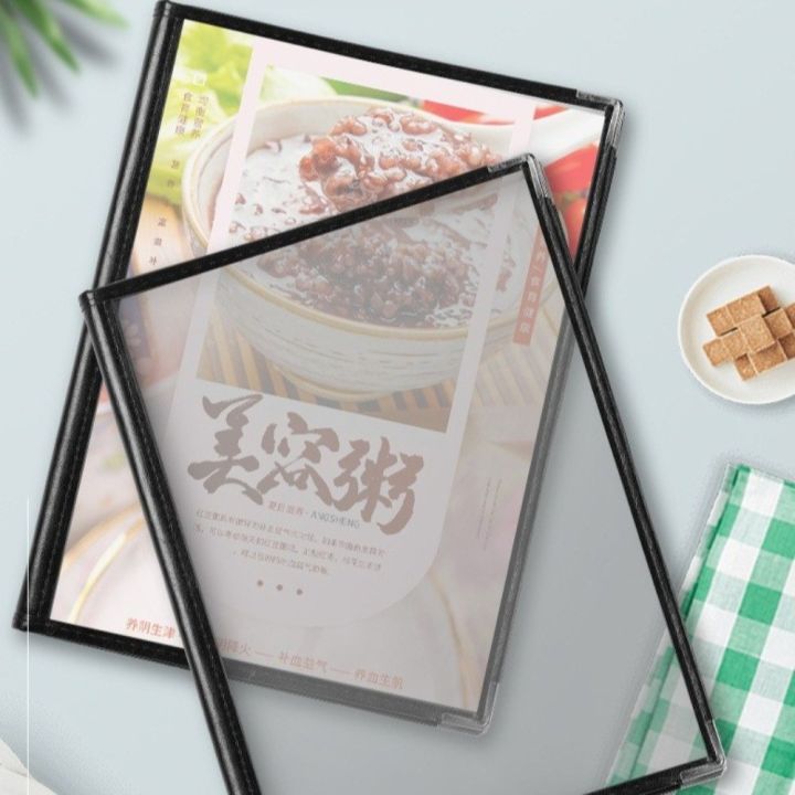 Easy To Clean Foldable PVC Transparent Menu Cover Metal Corners ...