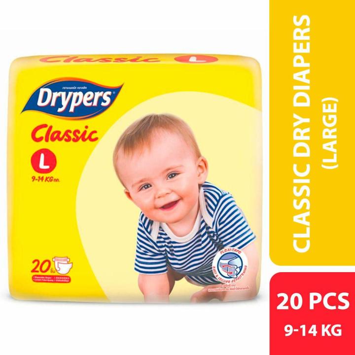 Drypers Classic Dry Disposable Baby Diapers Large 20 Pcs | Daraz.lk