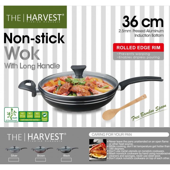 The Harvest Non-Stick Wok with Long Handle / The Harvest 36CM Wok With ...