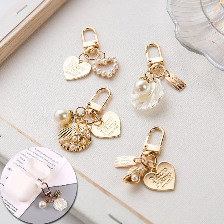 Heart Pearl Shell Keychain Charms Creative Keyring for Girlfriend Party ...