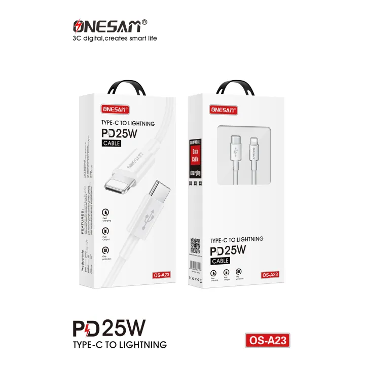 Onesam Type C To Lightning PD 25W Cable Fast Charging, Full Output ...