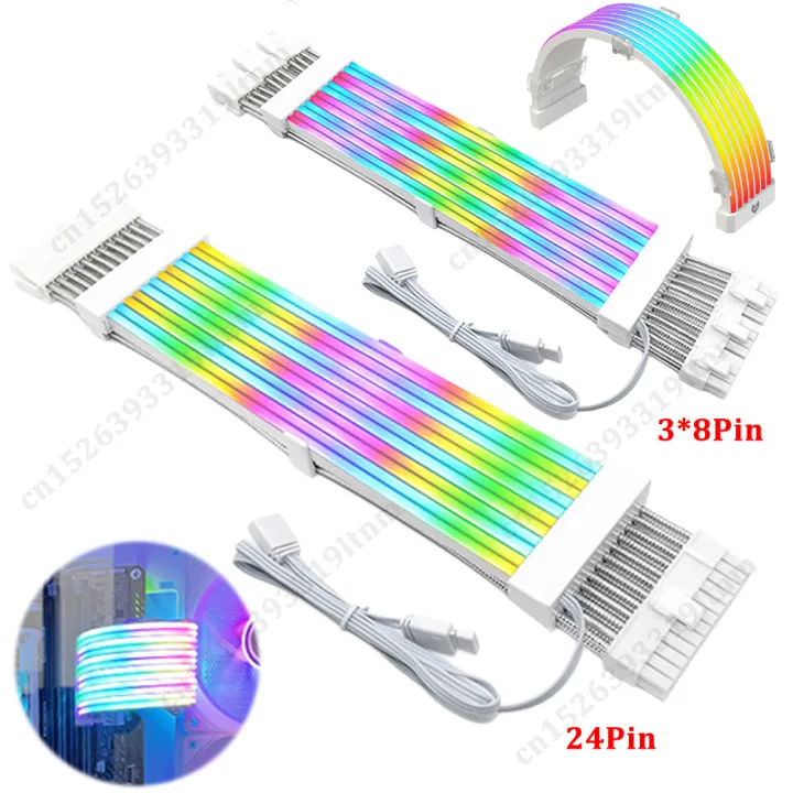 Argb Sync Psu Power Supply Extension Cable Kit 12vhpwr Atx 24pin 8pin ...