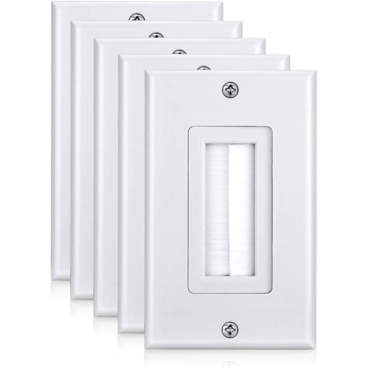 5 Pack Brush Wall Plate 1-Gang Wall Plate, Brush Style Opening Pass ...