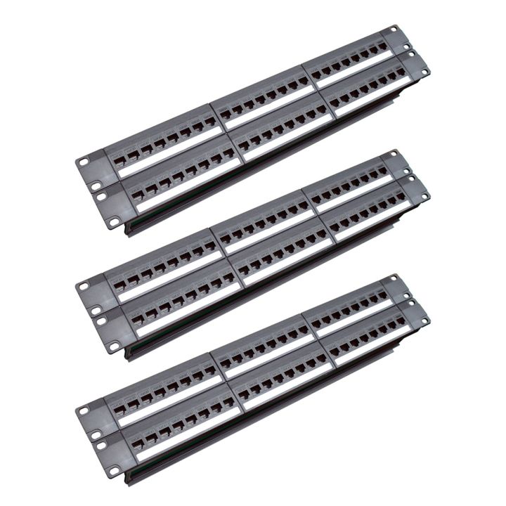 3X 19Inch 1U Cabinet Rack Pass-Through 24 Port CAT6 Patch Panel RJ45 ...