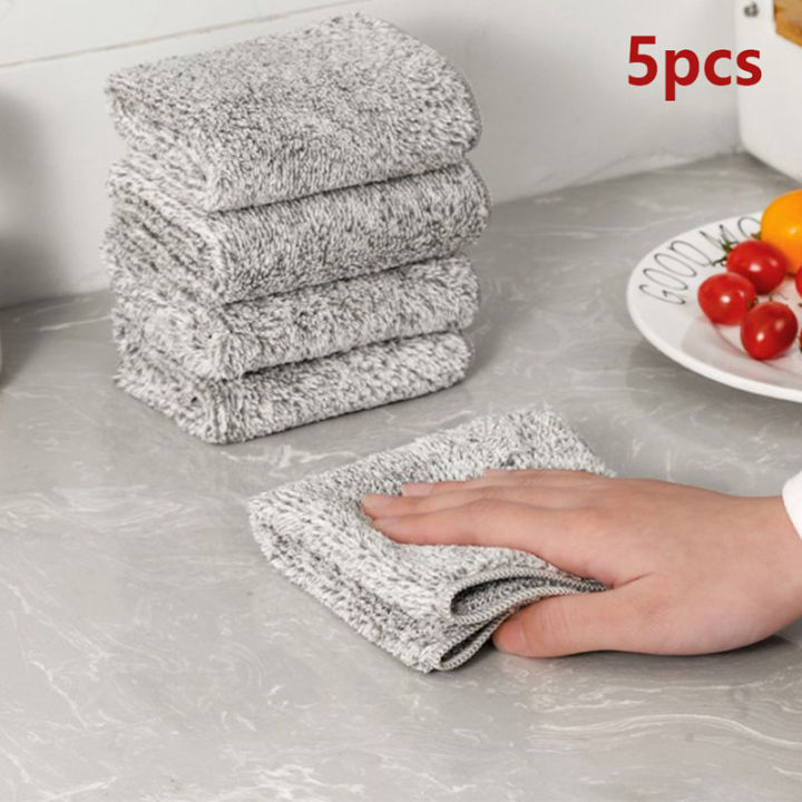 5pcs Strong Cleaning Cloth Dish Washing Microfiber Cleaning Towel Dish ...