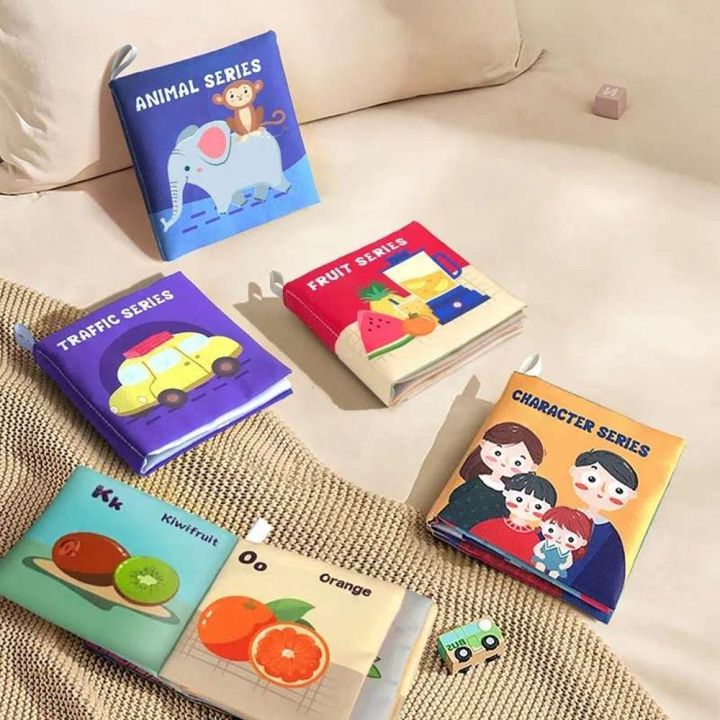 Cute PET Baby Cloth Book Fruit Traffic Infant Quiet Book Sound Paper ...