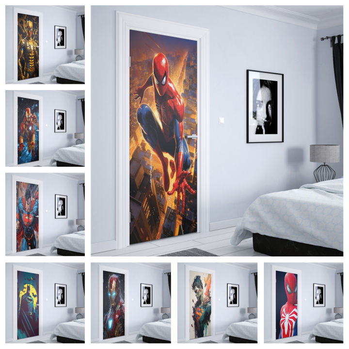 Marvel Super Hero Spiderman Iron Man DC Comics Superman Door Sticker ...