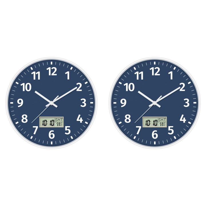 2X Digital Wall Clock with Time, Day of Week and Temperature, Silent ...