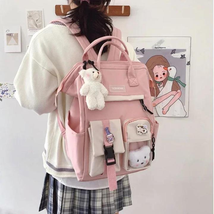 2024 Backpack Women Candy Color Laptop Backpacks Cute Kawaii High ...
