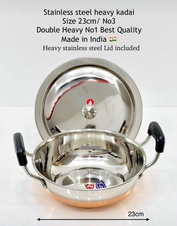 Stainless Steel Cooking Pot / Silver Thachi Pot / Kadai Pan Double ...