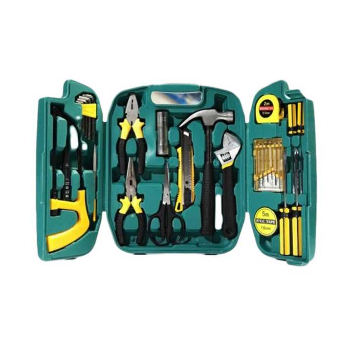 27 Pcs Piece Tool Set, Home Repair Hand Tool Kit with Plastic Tool Box ...