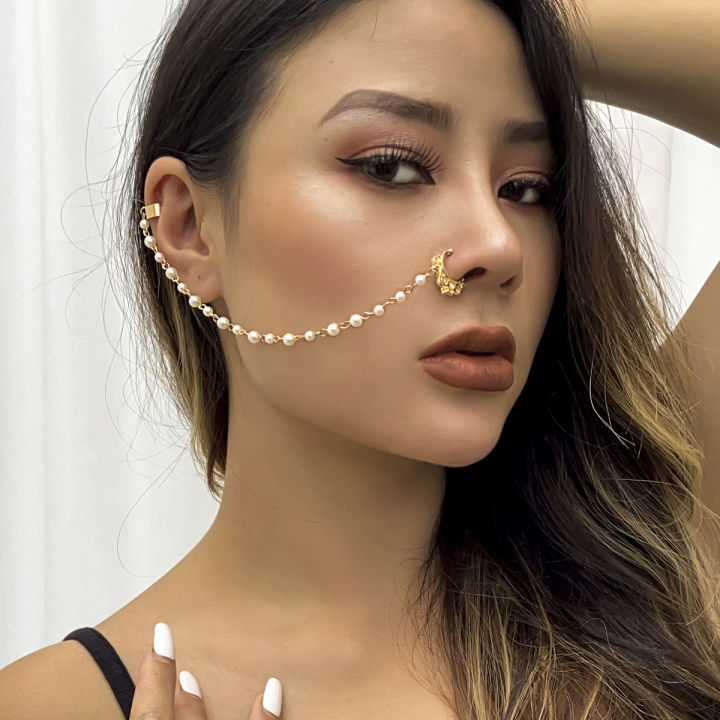 Lacteo Fashion Ear Hook Nose Ring Tassel Body Puncture Nostril Nose ...