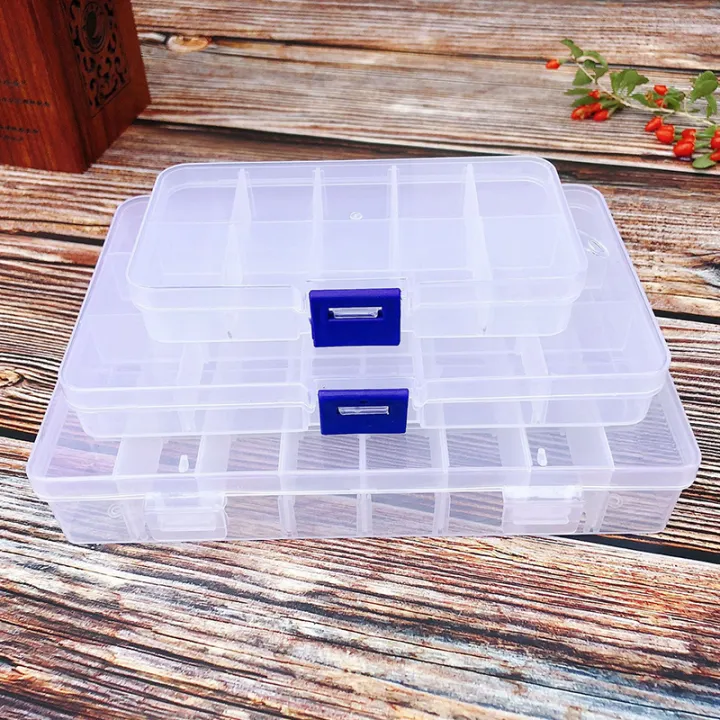 10/15/24 Grids Compartment Transparent Container Box Jewelry Packing ...