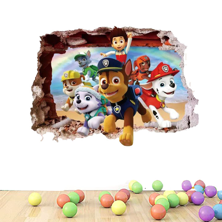 Wall Sticker Cartoon 3D PAW Dog Patrol Effect Decorative Wall Decal ...