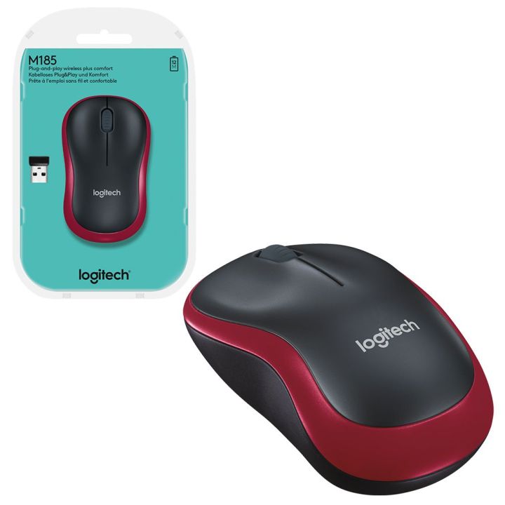 Logitech M185 Wireless Mouse Red Colour | Daraz.lk