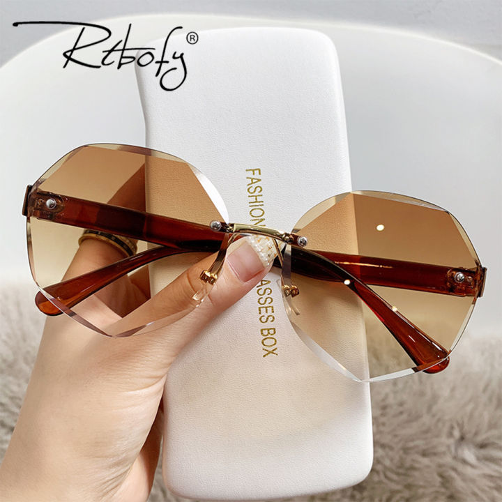 New Women's Gradient Color Rimless Personality Fashion Ladies ...