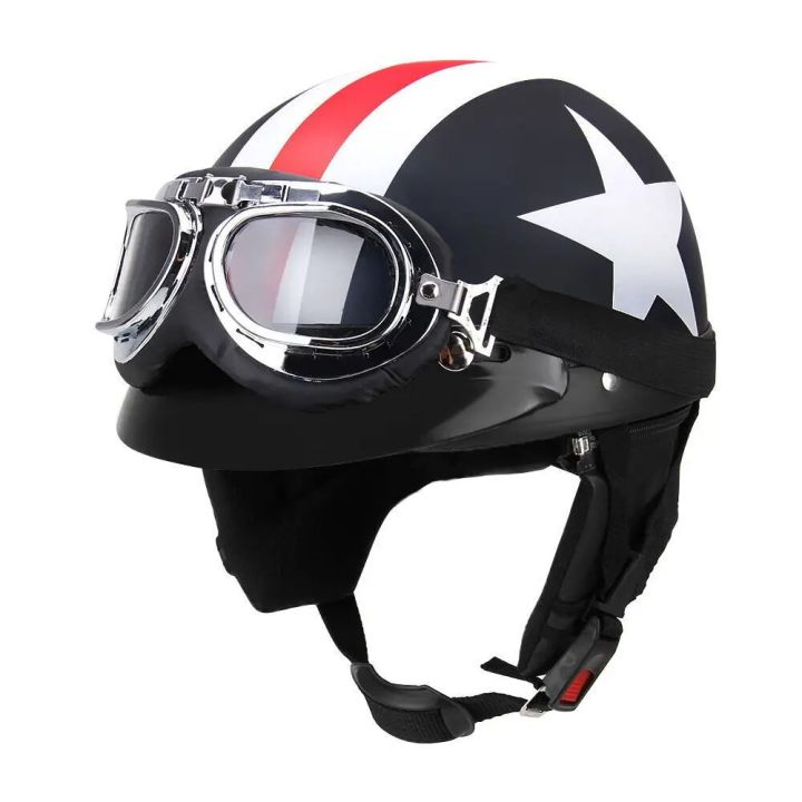 Helmet visor Motorcycle Helmet Half Open Face with Goggles Visor Scarf ...