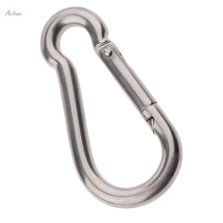 Heavy Duty 316 Stainless Steel Spring Snap Hook Carabiner Keychain Clip ...