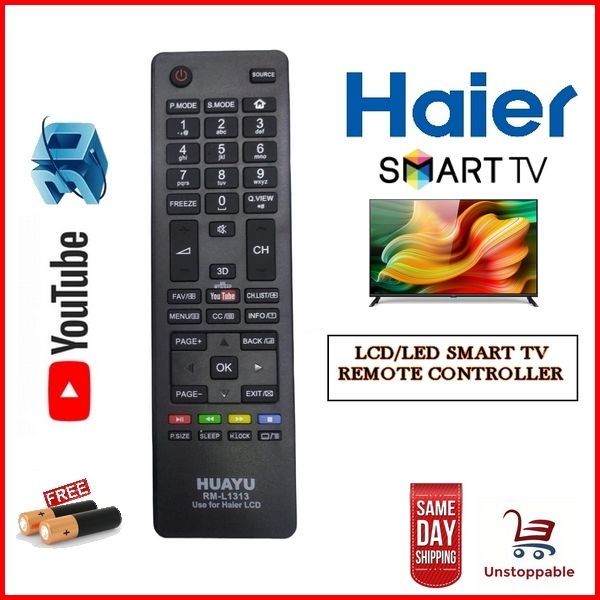 HAIER LCD/LED SMART TV Remote Controller L1313 & Free Batteries | Daraz.lk