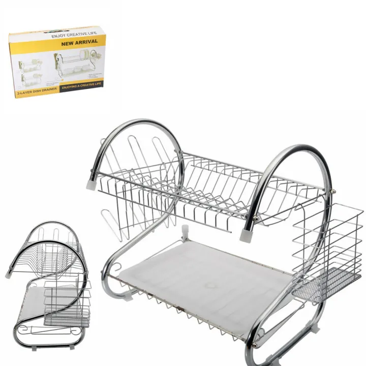 Heavy Duty Two Layer Stainless Steel Dish Rack / Dish Drainer Multi ...