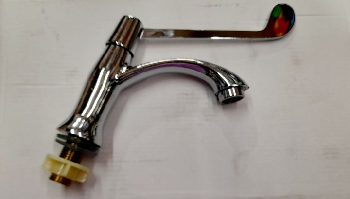 Basin Tap Faucet Long Handle Elbow Operation Sink Tap 1/2" Stainless ...
