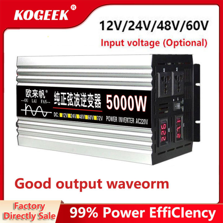 KOGEEK 5000W Pure Sine Waveform Universal Inverter DC 12V 24V 48V 60V ...